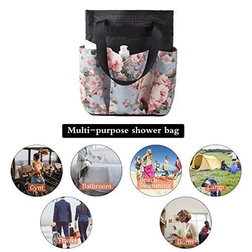 Andmey Cleaning Supplies Caddy Large Shower Caddy Bag with Handle, Quick Dry Mesh Organizer Tote with 7 Compartments for Bathroom, College, Dorm, Gym, Camping - Blue