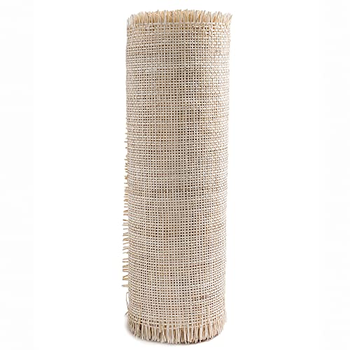 24" Width Natural Real Rattan Wicker Cane Webbing, Rattan Woven Roll Wardrobe Shoe Square Mesh Material for Cabinet & Door (24"X180")