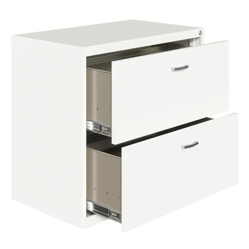 Hirsh Home Office Style Lateral Metal File Cabinet 30 in. Wide 2 Drawer White, Fully Assembled