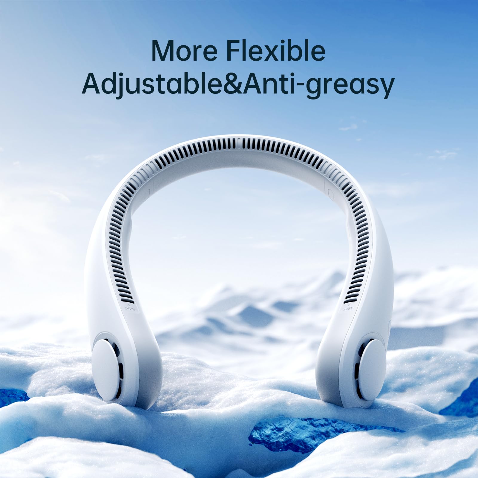 JISULIFE Portable Neck Fan, Hands-Free Bladeless, 5 Speeds, 4000 mAh Battery Operated Wearable Personal Fan, Twistable, Rechargeable, Gift for Women Men-Grey