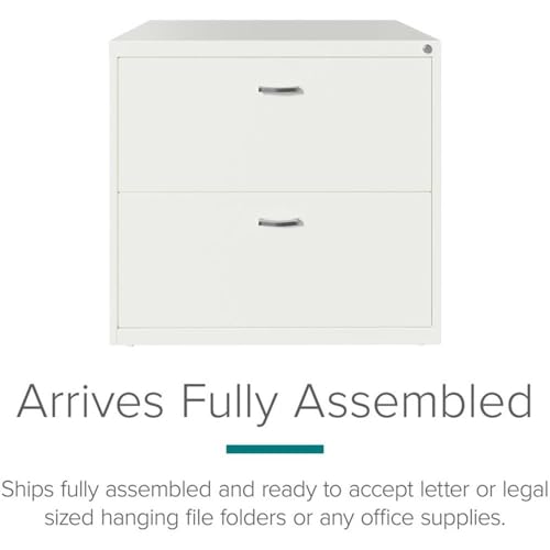 Hirsh Home Office Style Lateral Metal File Cabinet 30 in. Wide 2 Drawer White, Fully Assembled