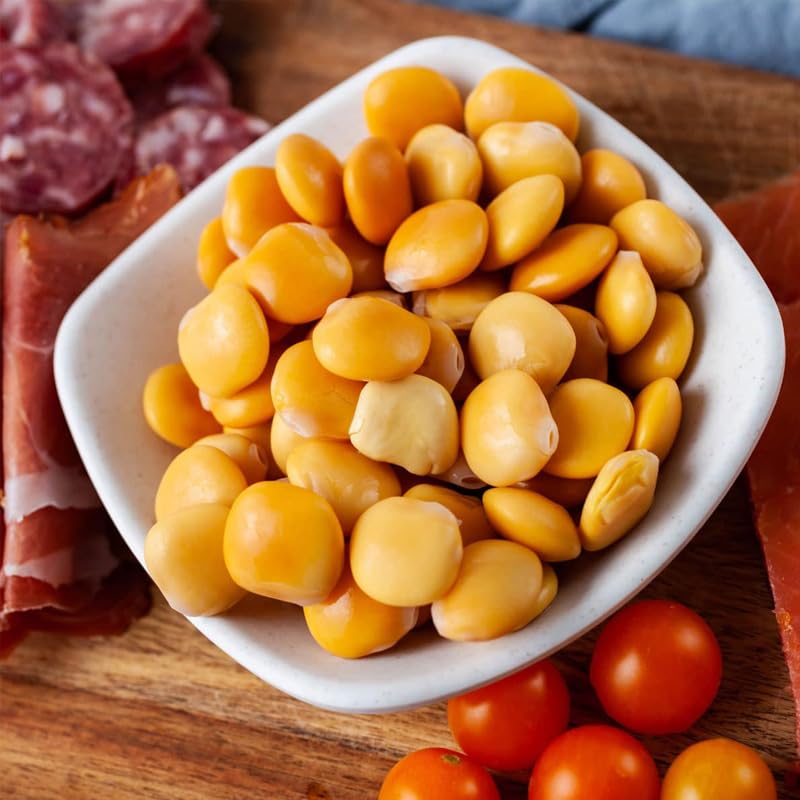 Lupini Beans in Brine (6 pack) 24.3oz Jars | Ready to Eat Healthy Snack | Imported 100% Italian | All Natural | Non GMO | Fresh Harvest | From Italy to Your Table