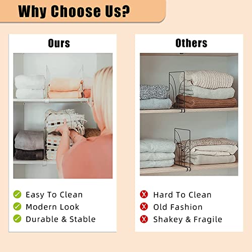 DSstyles Purse Organizer for Closet, Adjustable Acrylic Shelf Divider for Clothes Purses Handbag Closet Organizer, Adjustable for Bedroom, Kitchen, Cabinets, 5 Pack, Clear