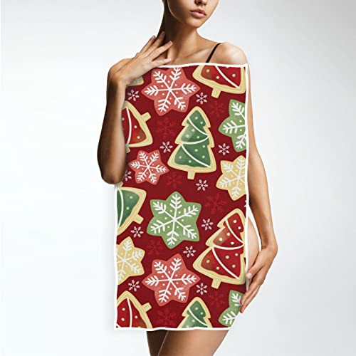 Gingerbread Christmas Tree Hand Towels Winter Snowflakes Bath Towel Soft Bathroom Guest Face Towel Kitchen Tea Towels Dish Washcloths Housewarming Gifts 16 X 30 in