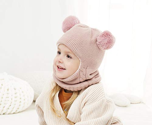 Baby Winter Hat Scarf Mitten Set, Unisex Infant Toddler Kids Hat Scarf (Pink-B, 2-5 Years)