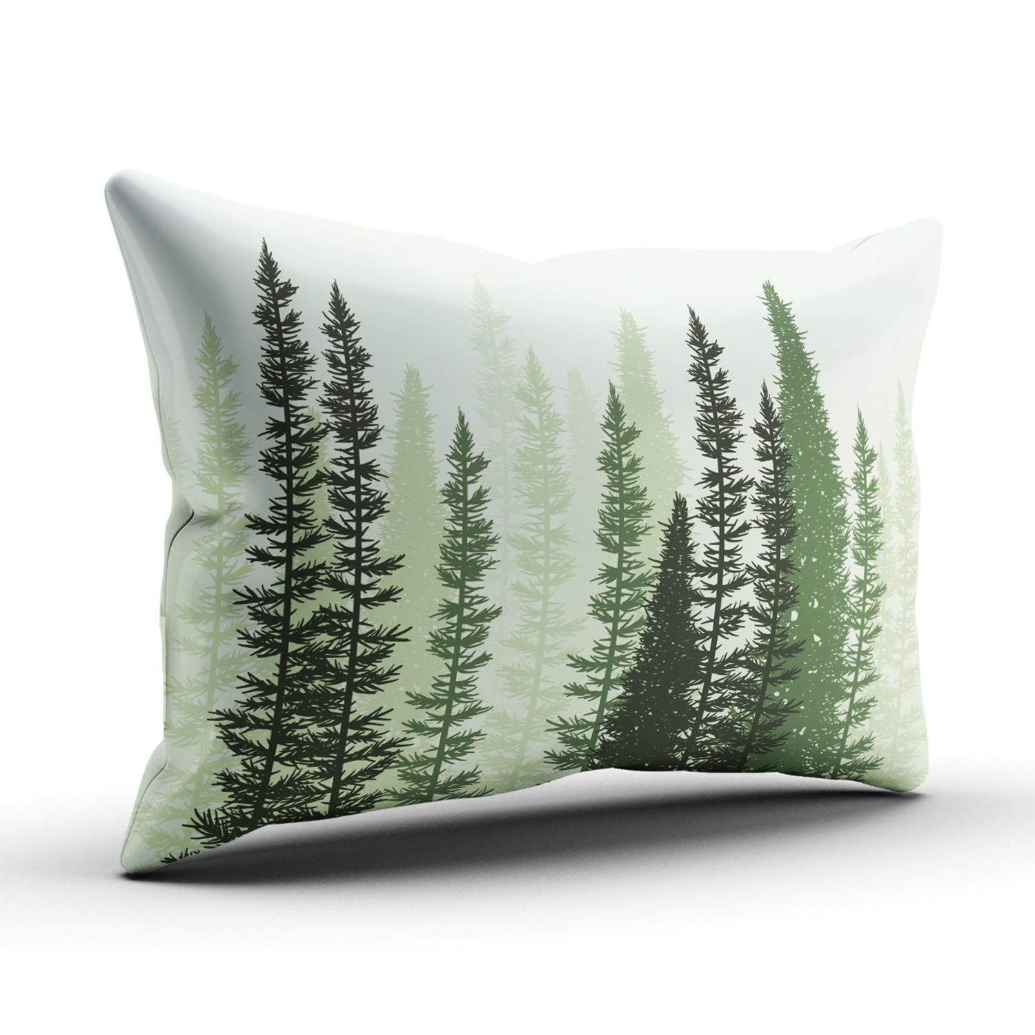 Healbrighting Pillow Cases Forest Green Summer Woods Evergreen Coniferous Trees Home Decorative Pillowcase Standard 20 x 26 Inch One Side Pattern Throw Pillow Covers