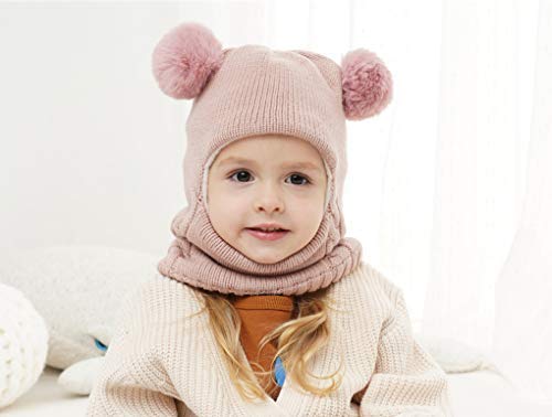 Baby Winter Hat Scarf Mitten Set, Unisex Infant Toddler Kids Hat Scarf (Pink-B, 2-5 Years)