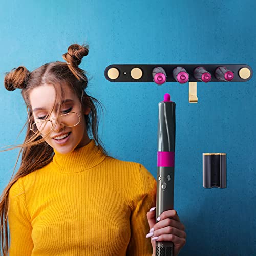 Dyson Airwrap Holder Wall Mount, Storage Holder for Dyson Airwrap Complete, Curling Iron Attachments Rack Dyson Airwrap Organizer, Dyson Airwrap Stand for Bathroom Hair Tool Holder Black, UEMUSI