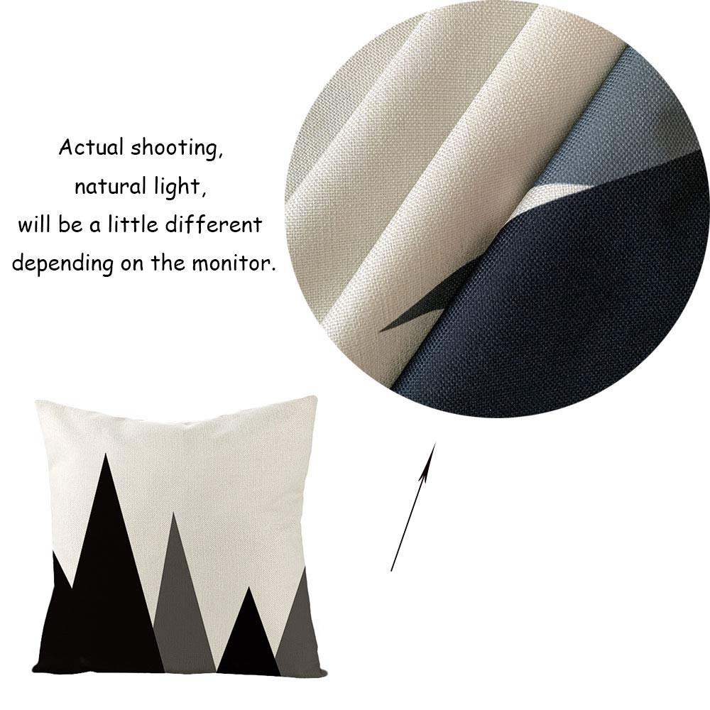 IcosaMro Throw Pillow Covers Black and White Pillow Cases Set of 4 Arrow Mountain 18x18 Decorative Square Zippered Cotton Linen Cushion Cover Room Sofa Decor