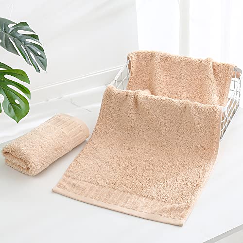 sense gnosis Khaki Hand Towels Set of 2 Decorative Long Terry Striped Pattern 100% Cotton Soft Absorbent Hand Towel for Bathroom 13 x 29 Inch