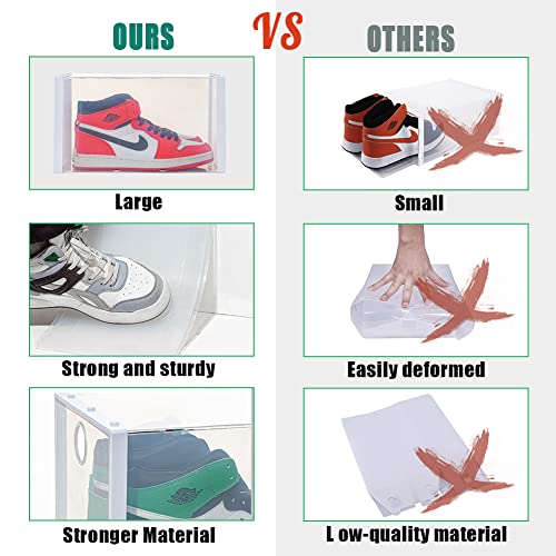 AOHMPT 30 Pack Clear Shoe Organizer Stackable Shoe Box Foldable Storage Bins Shoe Container Box Large Size Shoe Bins