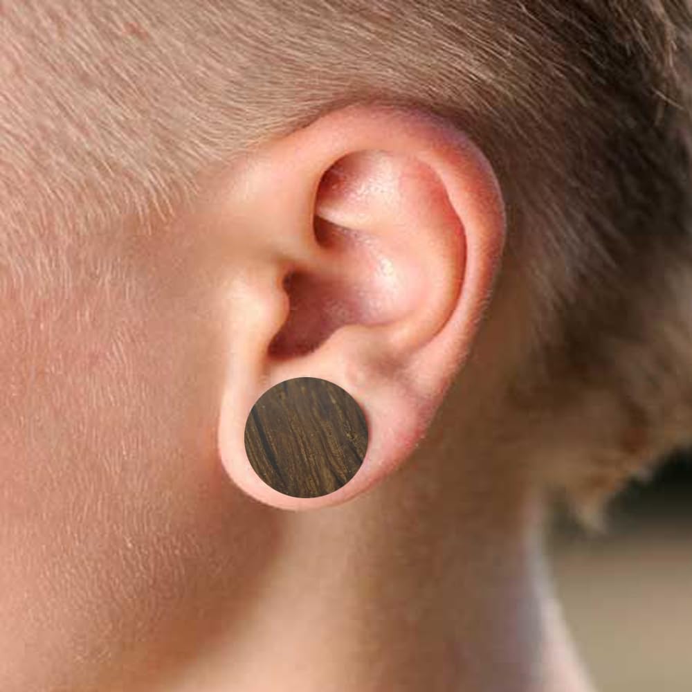 blue palm jewelry Set of 3 Pairs Organic Wood Double Flared Saddle Ear Tunnels Plugs Tunnels Expander Ebony Sono Teak Wood Ear Plugs E552