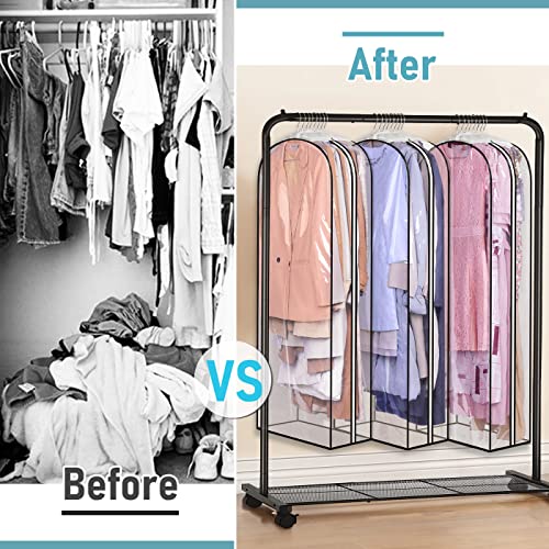 MISSLO 3 Pack 40" All Clear Suit Bags for Closet Storage + 3 Pack 50" Dress Bags for Closet Storage