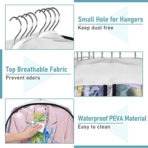 MISSLO 3 Pack 40" All Clear Suit Bags for Closet Storage + 3 Pack 50" Dress Bags for Closet Storage
