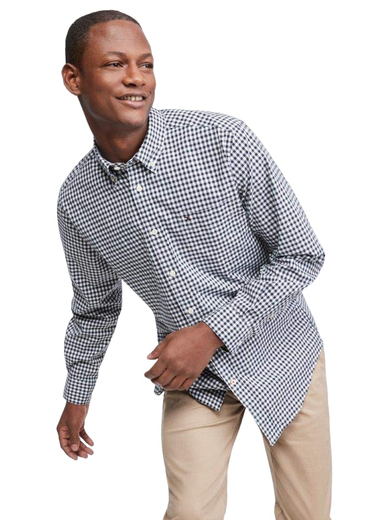 Tommy Hilfiger Men's Long Sleeve Button Down Shirt in Classic Fit Navy Blazer