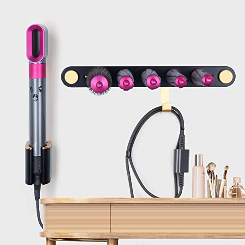 Dyson Airwrap Holder Wall Mount, Storage Holder for Dyson Airwrap Complete, Curling Iron Attachments Rack Dyson Airwrap Organizer, Dyson Airwrap Stand for Bathroom Hair Tool Holder Black, UEMUSI
