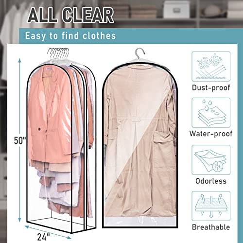 MISSLO 3 Pack 40" All Clear Suit Bags for Closet Storage + 3 Pack 50" Dress Bags for Closet Storage