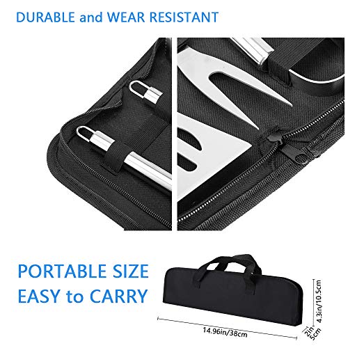 Piduules 3Pcs Basic BBQ Grill Accessories Set, Multifunctional Stainless Steel Barbecue Tools Set in Case for Outdoor Picnic, Camping, Smoking, Grilling