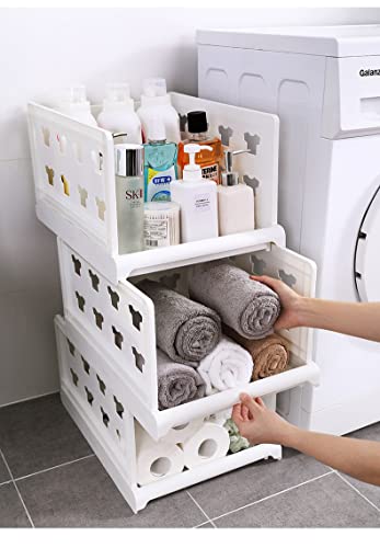 Folding Wardrobe Storage Box 2-Pack Plastic Drawer Organizer Stackable Shelf Baskets Cloth Closet Containers Bin Cubes ,Home Laundry Fold Pull Out Drawer Dividers for Clothes