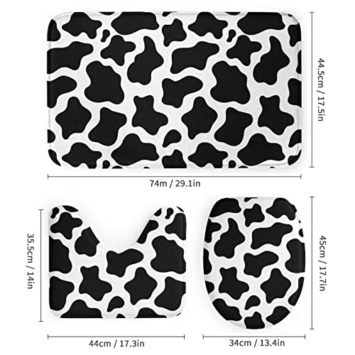 4 Pcs Bathroom Shower Curtain Set,Cow Print Non-Slip Rugs,Toilet Lid Cover and Durable and Waterproof Bath Mat for Bathroom Decor Set