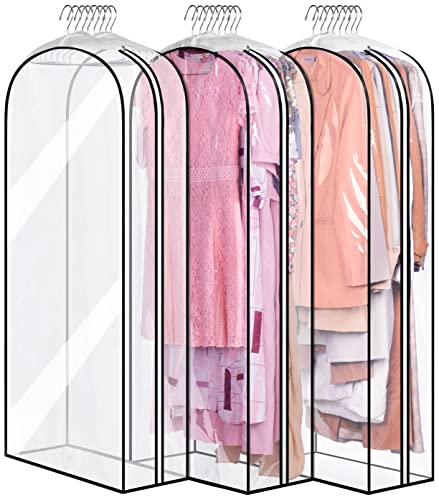 MISSLO 3 Pack 40" All Clear Suit Bags for Closet Storage + 3 Pack 50" Dress Bags for Closet Storage