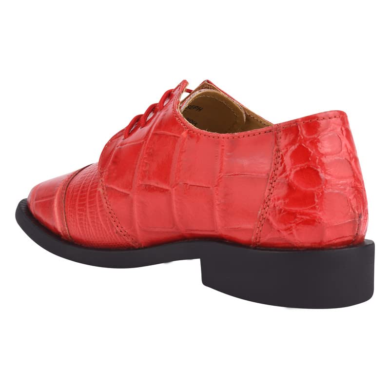 LIBERTYZENO Boys Alligator Print Genuine Leather Kids Formal Dress Shoes for Easter Gift 601 Red 8 Toddler