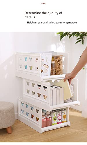 Folding Wardrobe Storage Box 2-Pack Plastic Drawer Organizer Stackable Shelf Baskets Cloth Closet Containers Bin Cubes ,Home Laundry Fold Pull Out Drawer Dividers for Clothes