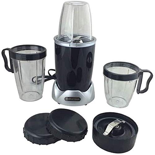 Bullet Blender Combo Mixer with 250W High Speed Fruit Vegetable Juicer Blender Coffee Grinder Blending & Grinding Blades with BPA free Tritan Travel Bottles for Frozen Fruit, Baby Food Spices Black