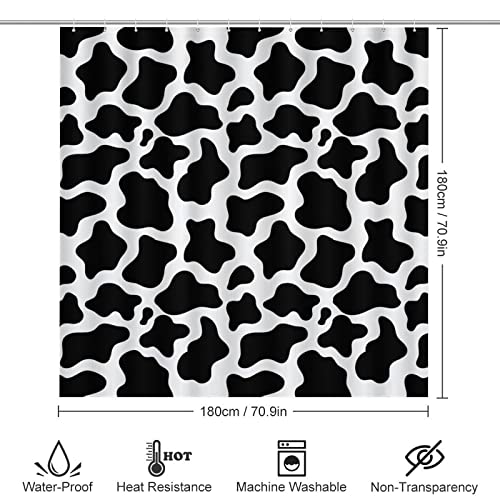 4 Pcs Bathroom Shower Curtain Set,Cow Print Non-Slip Rugs,Toilet Lid Cover and Durable and Waterproof Bath Mat for Bathroom Decor Set