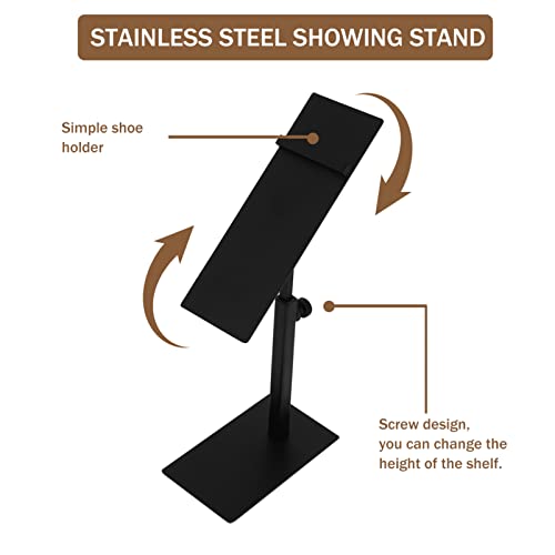 EXCEART 1 Pack Stainless Steel Shoe Display Stand, Adjustable Height Shoe Display Rack Holder Shoe Display Prop Rack Metal Shoe Display Shelf for Heel Shoe Riser Men Leather Shoe