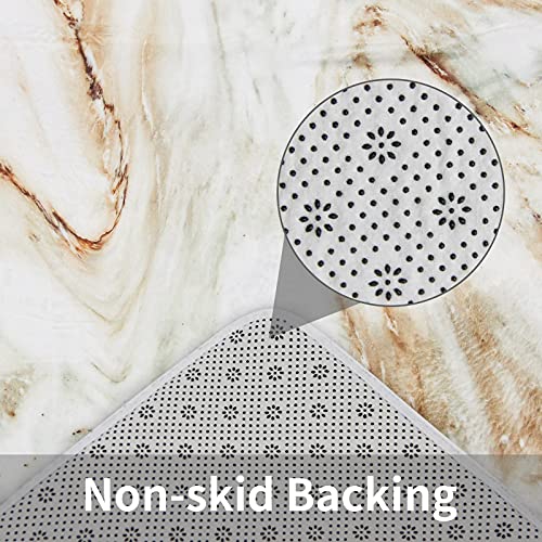 MitoVilla 4 Pcs Brown Marble Shower Curtain Sets with Rugs, Tan Bathroom Decor Sets with Shower Curtain and Rugs and Accessories, Modern Bathroom Curtain Sets with Mats