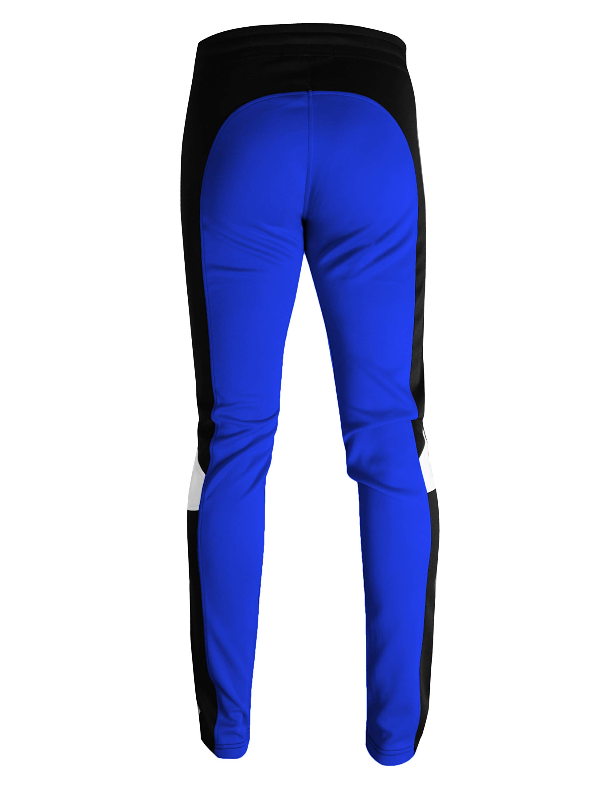 SCREENSHOTBRAND-P11031 Mens Hip Hop Premium Slim Fit Track Pants - Athletic Jogger Moto Cut & Sew Color Block Patch Bottoms-Royal-Medium