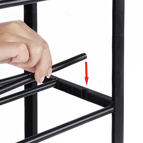 YSSOA 4-Tier Stackable Shoe Rack, 12-Pairs Sturdy Shoe Shelf Storage, Black Shoe Tower for Bedroom, Entryway, Hallway, and Closet, 1 Pack