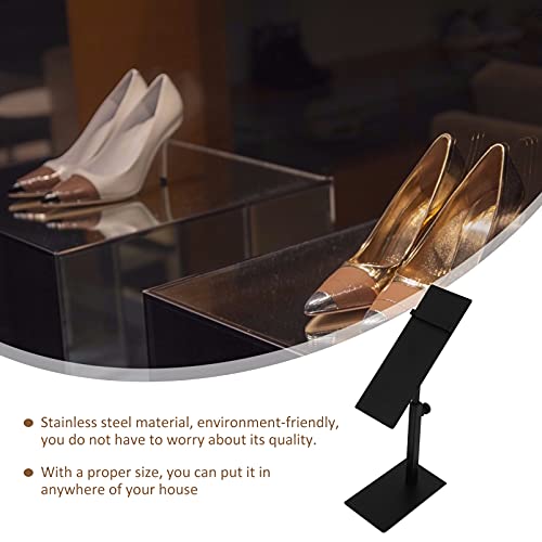EXCEART 1 Pack Stainless Steel Shoe Display Stand, Adjustable Height Shoe Display Rack Holder Shoe Display Prop Rack Metal Shoe Display Shelf for Heel Shoe Riser Men Leather Shoe