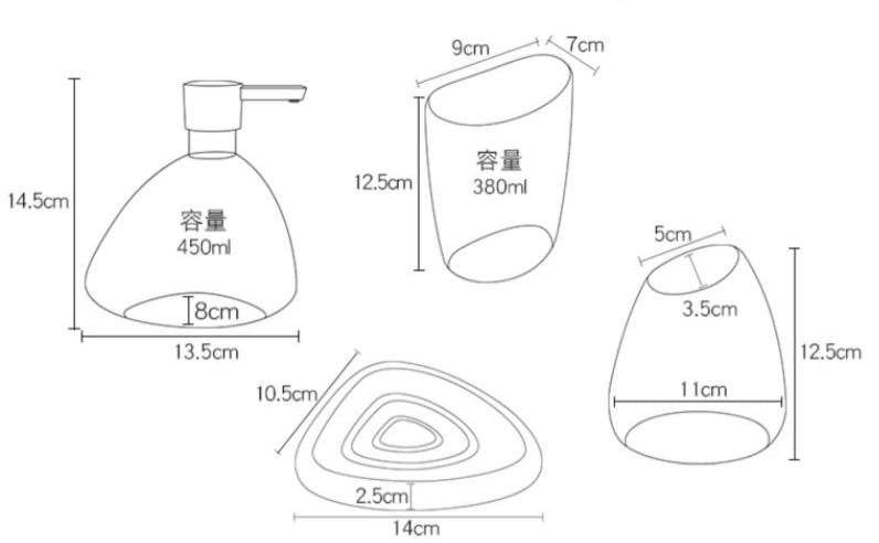 WYKDD European-Style Bathroom Five-Piece Set Ceramic Toothbrush Cup Wash Set Bathroom Supplies Set