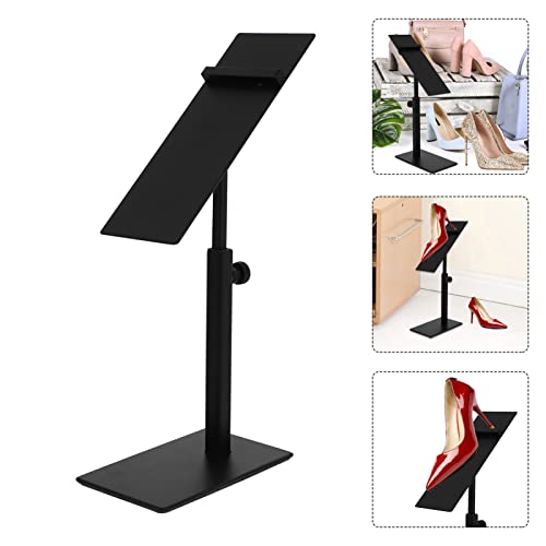 EXCEART 1 Pack Stainless Steel Shoe Display Stand, Adjustable Height Shoe Display Rack Holder Shoe Display Prop Rack Metal Shoe Display Shelf for Heel Shoe Riser Men Leather Shoe