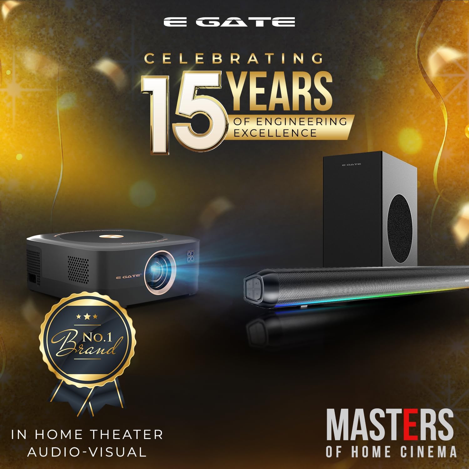 Egate Bluetooth Projector, Full HD 1080p Native with 4k TV stick support, 300 ANSI, 210" Max Screen Size | Inbuilt Speaker | AV, VGA, HDMI, SD Card, USB, Audio Out | (i9 Pro-Max, Black)