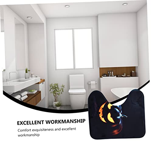 Zerodeko 3pcs Toilet Seat Three Piece Set Shower Curtain Set Suit Rugs Halloween Mat Set Halloween Bathroom Mat Creative Toilet Mat Black Water Proof Seat Toliet Cover