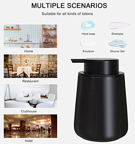 Matte Black Ceramic Soap Dispenser and Toothbrush Holder Set of 2, 12oz Hand Dish Soap Dispenser - Toothbrush and Toothpaste Cup Holders for Bathroom, Kitchen, Countertop Dresser