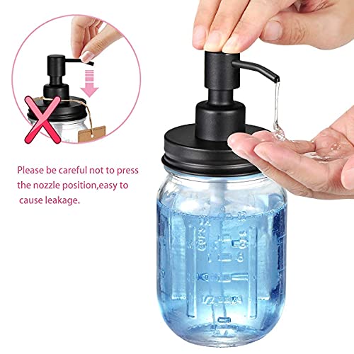 Amolliar 4PCS & 2pcs Black Mason Jar Bathroom Accessories Set-3 pcs Lotion Soap Dispenser & 2 pcs Cotton Swab Holder &1pcs Toothbrush Holder,Waterproof Stickers,Rustic Farmhouse Decor