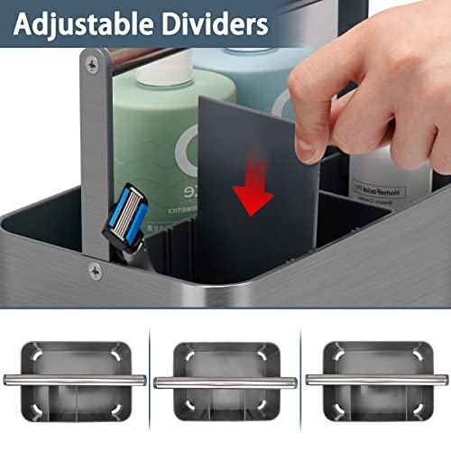 BYUNER Portable Shower Caddy Basket Bin with Handle and Adjustable dividers for College Dorm, Large Plastic Bathroom Storage Organizer Tote