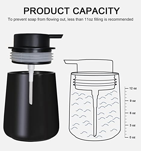 Matte Black Ceramic Soap Dispenser and Toothbrush Holder Set of 2, 12oz Hand Dish Soap Dispenser - Toothbrush and Toothpaste Cup Holders for Bathroom, Kitchen, Countertop Dresser