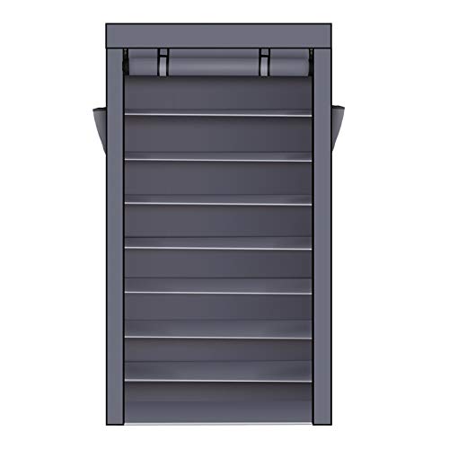 ducalmoral 10 Tiers Shoe Rack Dustproof Shoes Cabinet Space Saving Shoe Storage Organizer Shelf Large Capacity 30-45 Pairs Free Standing Shoe Racks with Cover