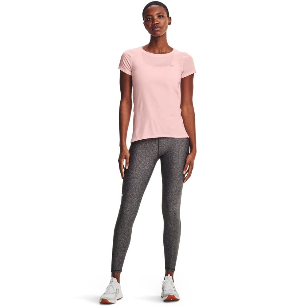 Under Armour Womens HeatGear Armour High No-Slip Waistband Pocketed Leggings , Charcoal Light Heather (019)/White , Small