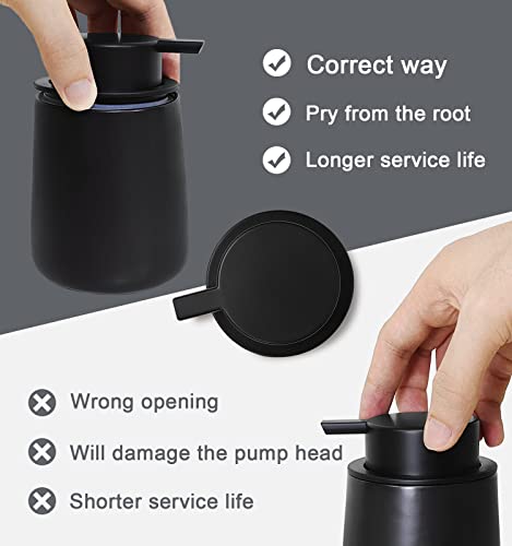 Matte Black Ceramic Soap Dispenser and Toothbrush Holder Set of 2, 12oz Hand Dish Soap Dispenser - Toothbrush and Toothpaste Cup Holders for Bathroom, Kitchen, Countertop Dresser