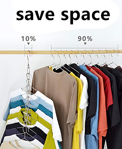 Falytemow Stainless Steel Space Saving Hanger Chains Magic Hangers Closet Space Saver Hanger Organizer Cascading Hangers Gain 80% More Space Set of 4
