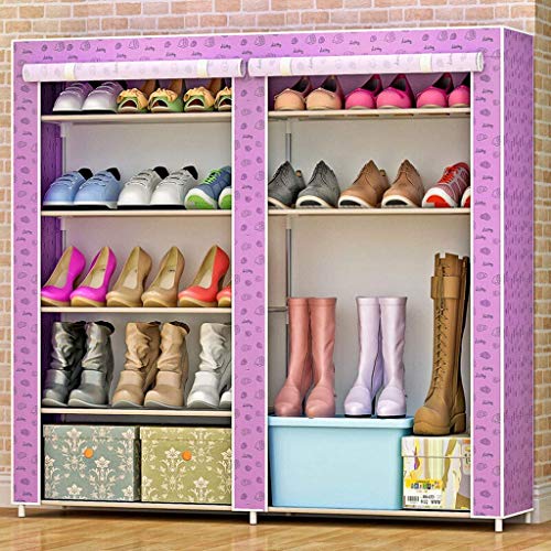DINGZZ Simple Shoe Cabinet Shoe Rack, Assembled Multi-Layer Iron Storage Dustproof Cloth Shoe Cabinet Simplicity