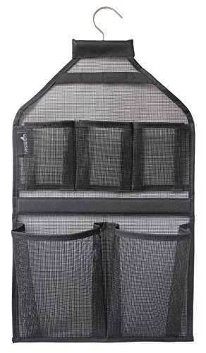 MISSLO Hanging Mesh Pockets Hold 340oz/1000ml Shampoo Shower Organizer + Mesh Hanging Shower Caddy with Rotatable Hanger (Black)