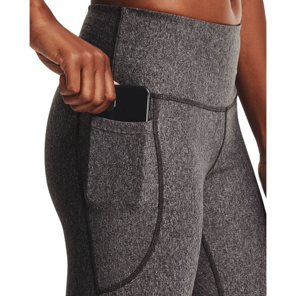 Under Armour Womens HeatGear Armour High No-Slip Waistband Pocketed Leggings , Charcoal Light Heather (019)/White , Small