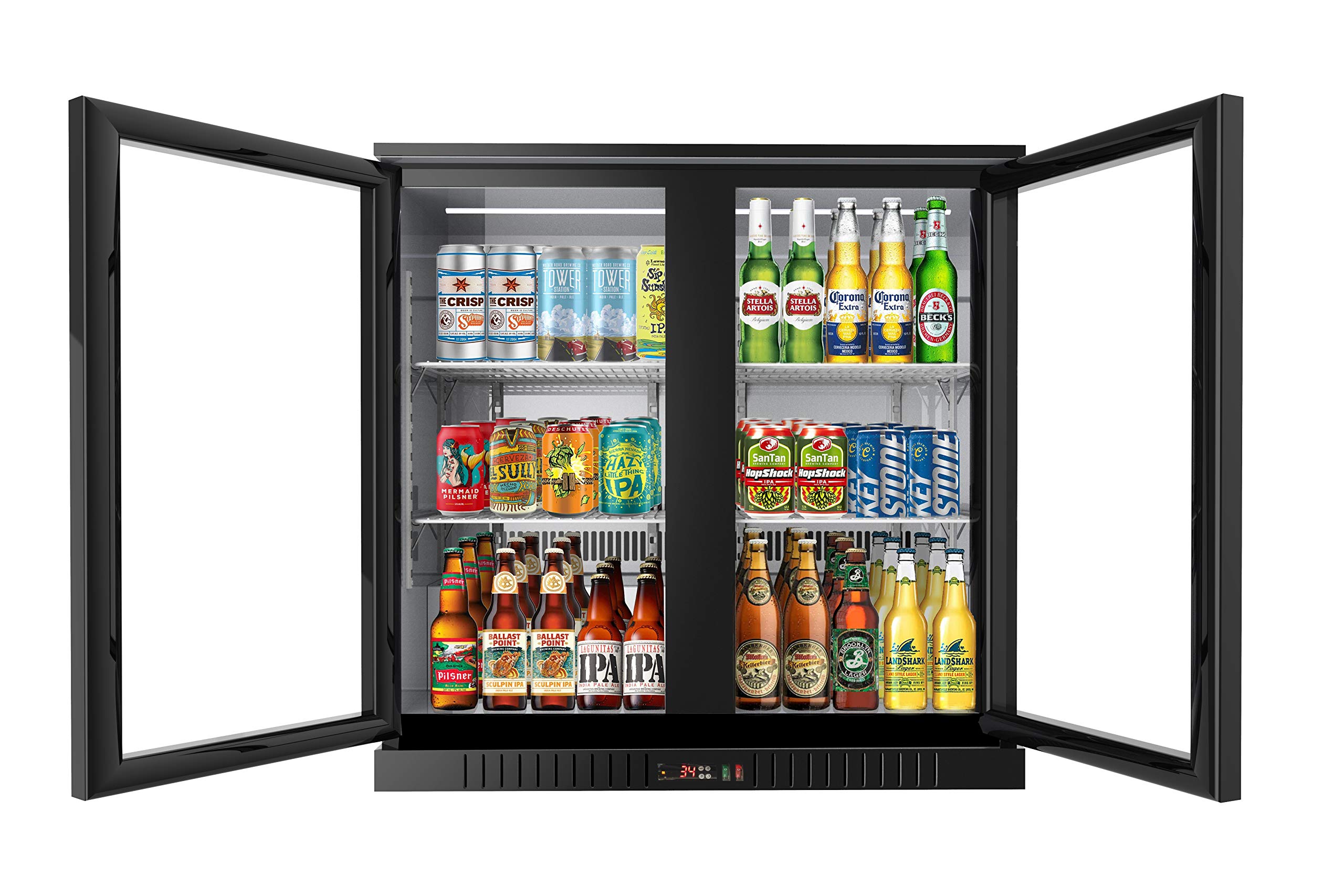 KoolMore BC-2DSW-BK Refrigerator, Double Door, Black